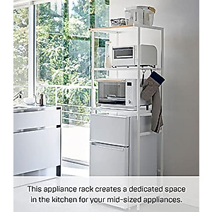 Yamazaki Home Kitchen Appliance Storage Rack-Standing Organizer Shelves, One Size, White