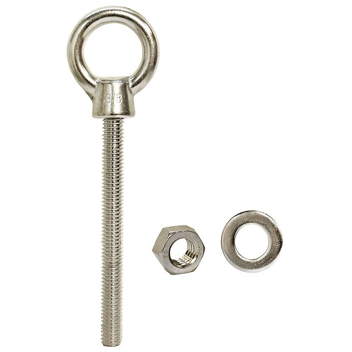 3/8 Inch x 6 Inch Stainless Steel Marine Shoulder Eye Bolt Capacity 1,000 Pounds