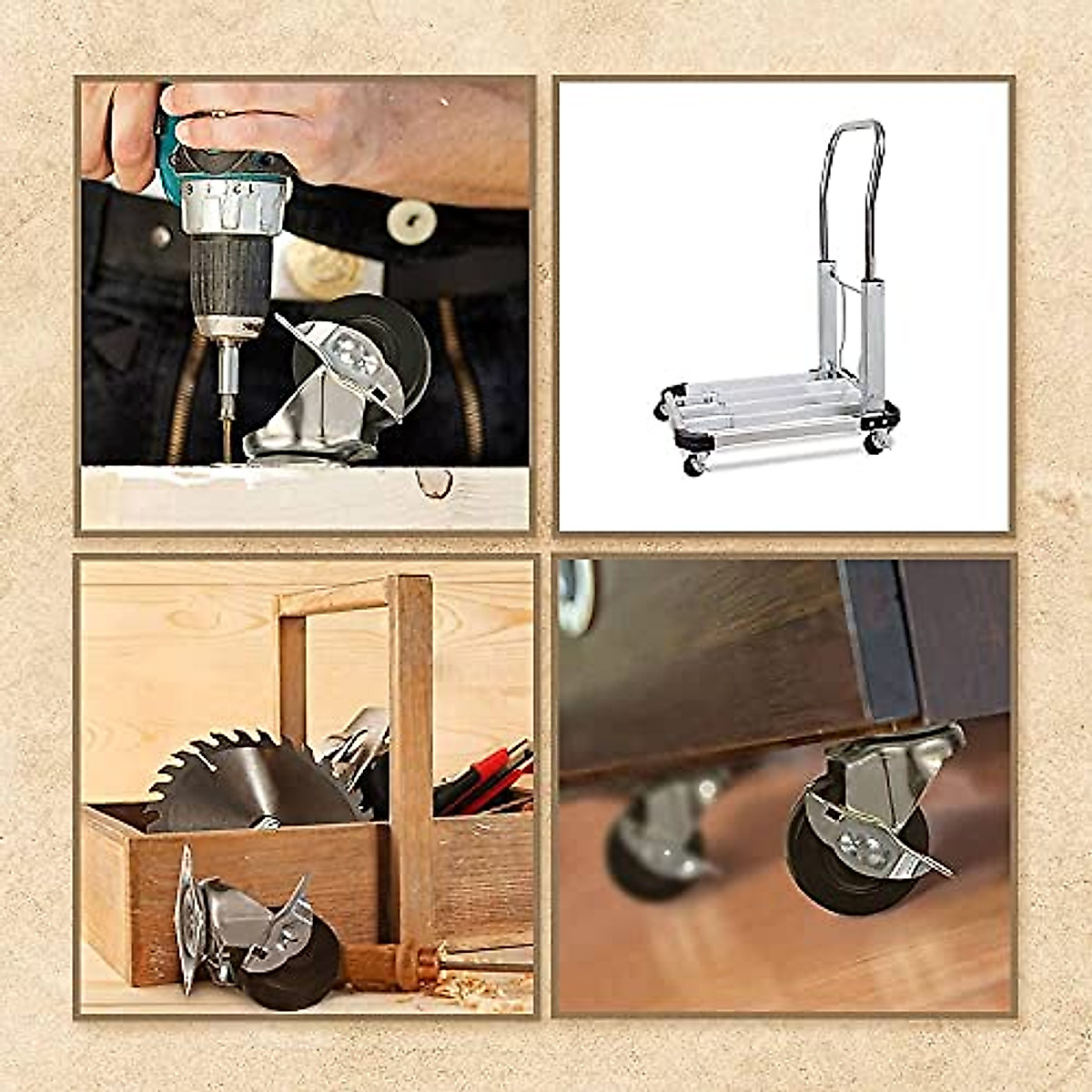 FactorDuty 24 Pack 2" Swivel Caster With Brake Wheels Hard Rubber Base w/Top Plate & Bearing (2" w/brake, 24 pcs)