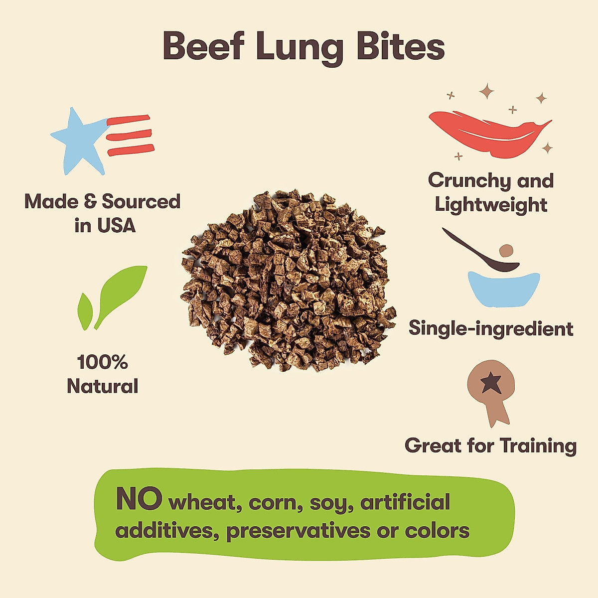 Pet 'n Shape Beef Lung Dog Treats – Made and Sourced in the USA - Training Treat, 1 Pound