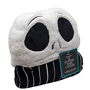 Jay Franco Disney Nightmare Before Christmas Jack Skellington Hooded Blanket – 2-in-1 Wearable Kids Plush Blanket - Fade Resistant Polyester, 50" x 30" (Offical Disney Product)