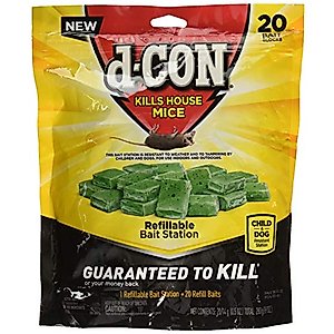 d-CON Refillable Corner Fit Mouse Poison Bait Station, 1 Trap + 20 Bait Refills