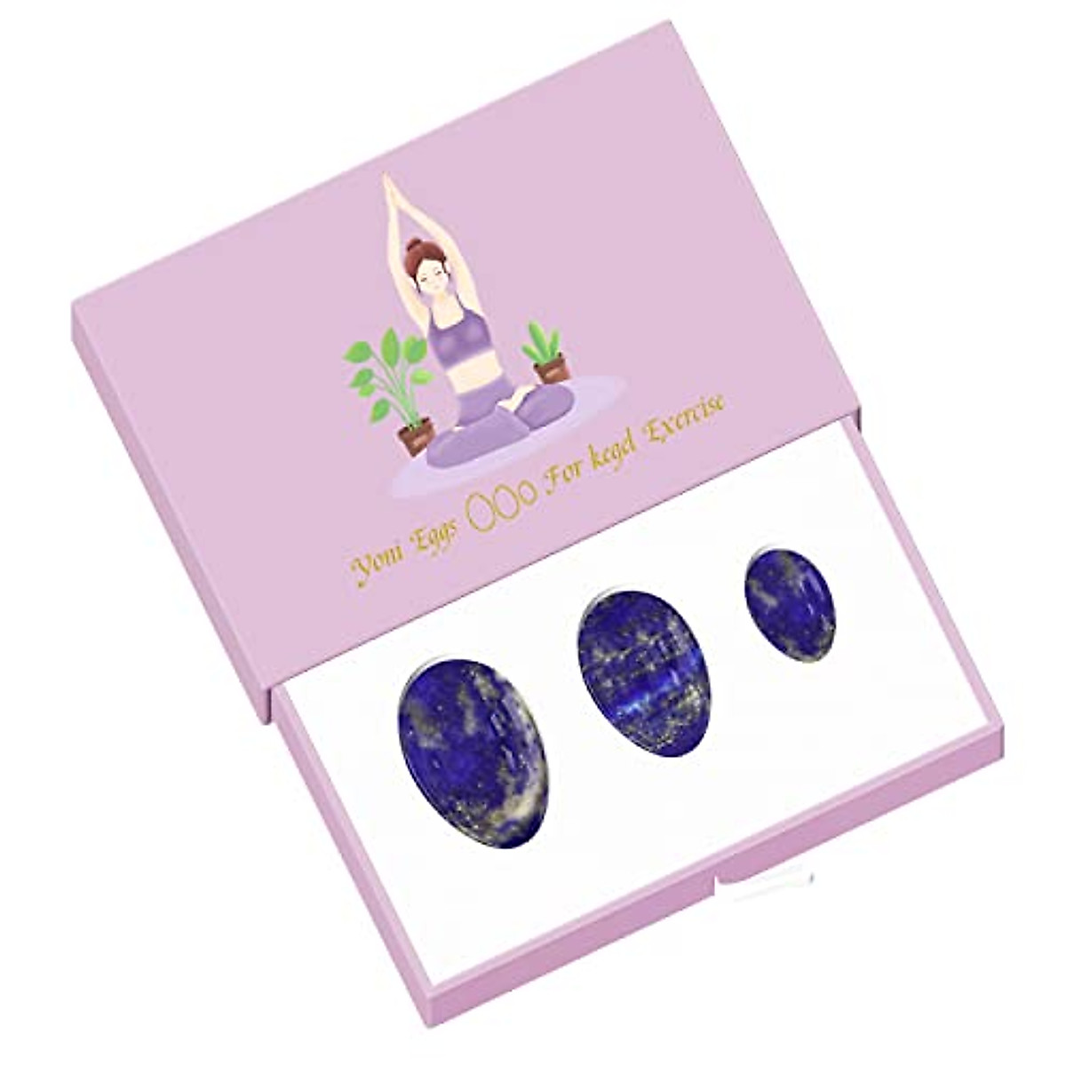 Undrilled Yoni Egg with Box Real Jade Stone Ben Wa Ball Kegel Balls Muscle Tighten Massager,Black Obsidian