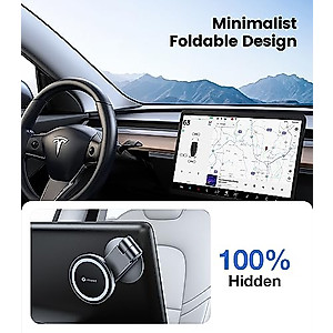VICSEED Tesla Phone Mount【Strongest Magnet Power】MagSafe Car Mount for Tesla Model 3 Model Y, Foldable Hidden Phone Holder Fit for All Phone, Tesla Model 3 Accessories