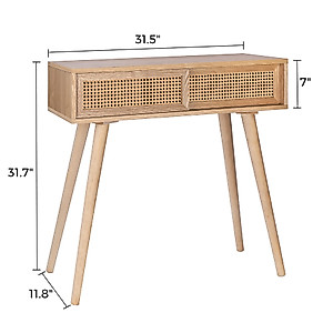 Console/Entryway Tables, Small Vanity Desk Rattan Dresser Side Table Entry Table Narrow Modern Hallway/Sofa Table Boho for Living Room, 31"