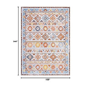 WESTLOOM 9x12 Large Living Room Rug Washable Rug Boho Distressed Area Rug Bohemian Tribal Area Rug Indoor Non-Slip Floor Carpet for Bedroom Home Office, Orange