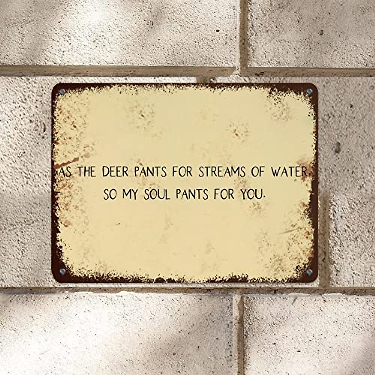 Nelbonse As The Deer Pants for Streams of Water Metal Sign Tin Aluminum Sign Classic Inspirational Quotes Tin Art Sign Decoration For Home Bar Pub Cafe Farm Room 16x12in