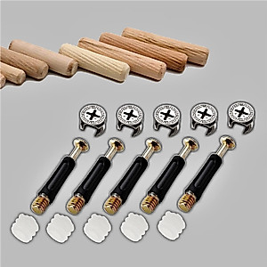 Furniture Cabinet Connector or Desk Top Fastener Hardware Nuts Dowel Bolts Screw with Fluted Wood Dowel Pins,for Wardrobe Door Movers Broke Repair Replacement Locking Connecting 100 Pack(25 Set)