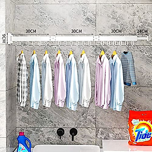 Wixann Clothes Drying Rack Wall Mount, Retractable Clothes Hanger with 18 Movable Hooks, Foldable Clothes Rack for Balcony, Laundry, Bathroom, Patio(White)