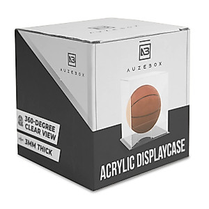 AUZEBOX Acrylic Display Case with Black Base- Highly Transparent, Dustproof and Clear Vision Lego Display Case for Action Figures, Legos, Trophy, Model Cars, and Any Toy Collectables 4x4x4 Inches