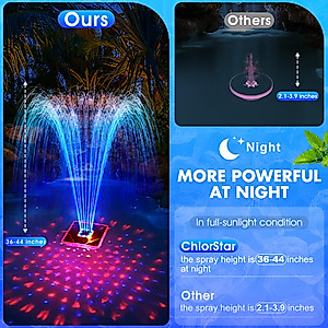 ChlorStar Solar Fountain With Light Show,2024 Large Solar Pool Fountain With Anchor,Square Floating Pool Fountains for Inground Above Ground Pool,Solar Powered Water Fountain Pump for Pool,Outdoor-1PC
