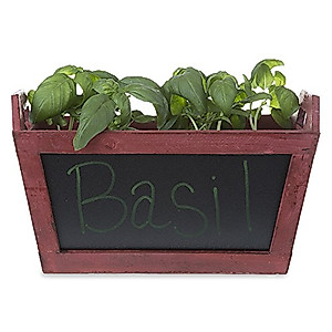 The Lucky Clover Trading Rectangular Wooden Planter Chalkboard-11in Basket, Red
