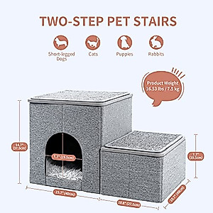Made4Pets Dog Stairs for High Beds, Small Dogs Pet Steps Stool to Get on Bed, Cat Stairs Ladder, Puppy Toy Storage Folding Doggie Ramp for Couch, Car, Home