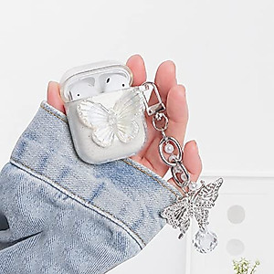 MOLOPPO Compatible with AirPods Case with Girls Cute Clear Glitter Butterfly Design Smooth Soft TPU Cover Case for Airpods 2 &1,Cute for Airpods-Butterfly