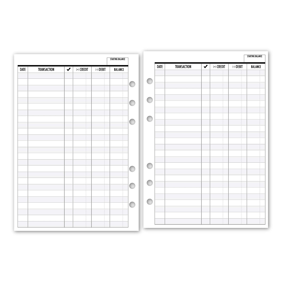 A5 Checkbook Registers Planner Insert Refill, 5.83″ x 8.27″, Fits 6-Rings Binders - Filofax, LV GM, Moterm, Choose Quantity