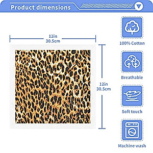 Blueangle 4 Pack Vintage Leopard Print Washcloths – Soft Face Towels, Gym Towels, Hotel and Spa Quality, Reusable Fingertip Towels（963）