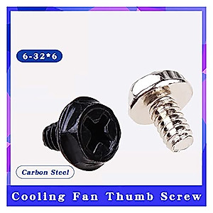 OPYTR Screw Anchors 50Pcs 6-32 * 6 Thread Teeth Outside Hex Computer PC Case Cooling Fan Toolless Adjustment Screw Thumbscrews Thumb Screw Anchors (Size : Black (50Pcs))