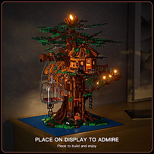 Mould King Tree House Building Toys with LED Lights, 16033 with 2 Cabins Sets Building Blocks, Hunter Treehouse Building Blocks, Treehouse Building Kits for Adults and Kids 14+(3958 Pieces)