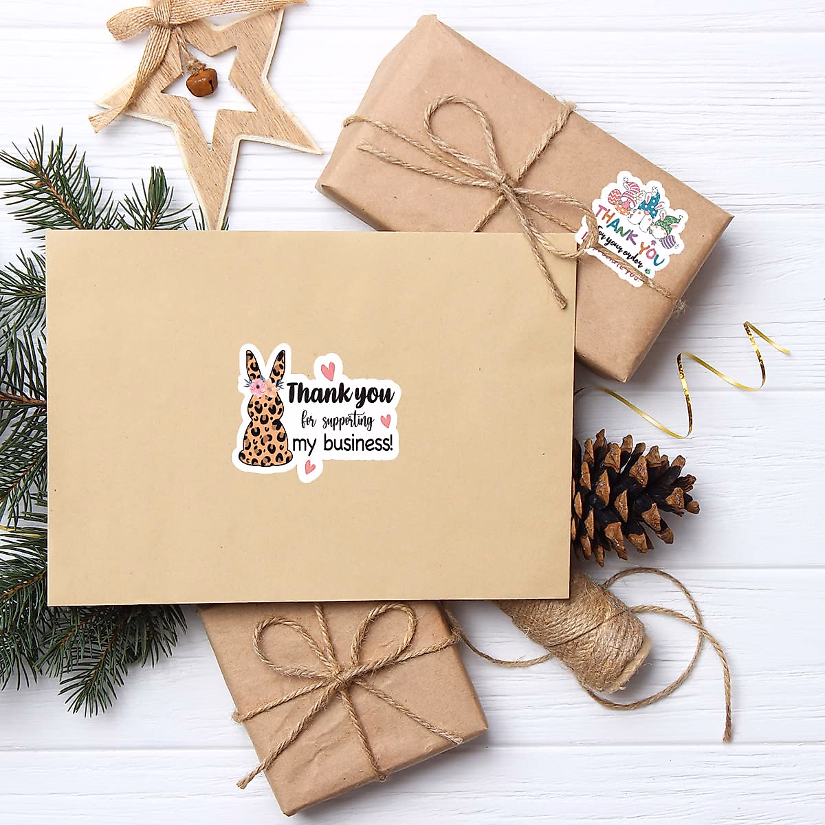 200PCS Thank You for Supporting Easter Bunny Stickers,Cute Small Business Envelopes Stickers for Handmade Goods Business Packages,Easter Day Theme Small Shop Business Stickers for Envelopes Seals