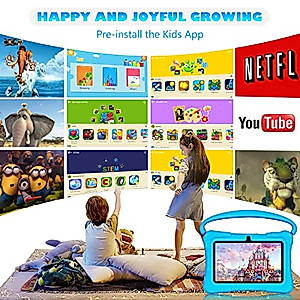 ATMPC Kids Tablet with 1024x600 HD Touchscreen, 128GB Storage, Android 11 OS, Quad-Core Processor, Parental Control, Age-Appropriate Apps, Protective Case, Safe Eye Protection