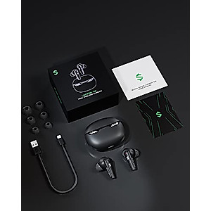 Black Shark Bluetooth Earbuds Wireless Earbuds with Emoji LED Light, Gaming Earbuds with 45ms Ultra Low Latency, Bluetooth 5.1, Music and Gaming Dual Modes, 24H Playtime, IPX5 Waterproof- Black