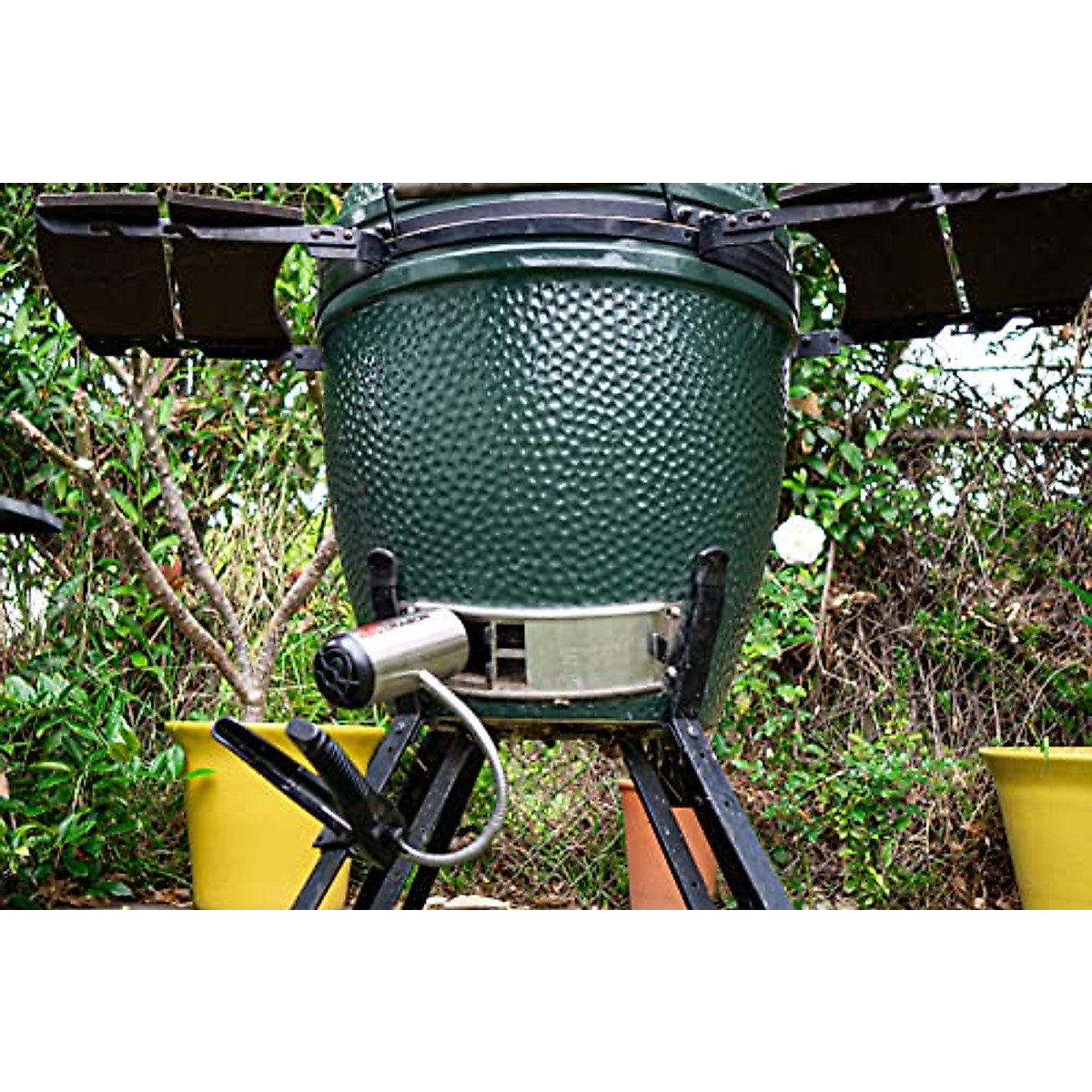 BBQ Dragon | Electric Charcoal Starter Fan | Cordless Stainless Steel Fire Starter w/Built-In Blower | Easily Ignite Charcoal Grills & BBQ Smokers | Heavy Duty Mounting Clamp | Long Adjustable Neck