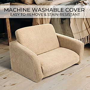 ZICOTO Comfy Kids Chair for Toddler - Convertible 2 in 1 Lounger Easily Unfolds Into a Super Soft Couch to Sleep On - Modern Fold Out Sofa for Babies Fits Nicely with Any Decor