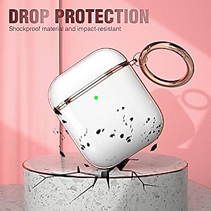 Maxjoy for AirPods Case Cover, Cute Hard Air Pod Case for Women Men Protective Shockproof iPod Cover with Keychain Compatible with Apple AirPods 2nd 1st Generation Charging Case 2&1, White