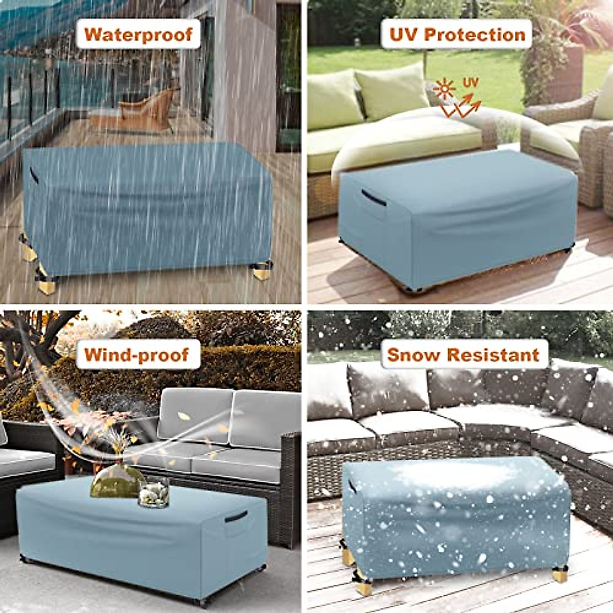 MUTUSHI Patio Furniture Cover Small, Waterproof Outdoor Table Cover, 74" CM x 47" CM x 28" CM, Durable Oxford,Patio Table Cover, -Twilight Blue