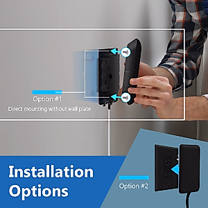 LIDER Flat-Face Outlet Extender with 3 Receptacles, Ultra-Thin Wall Plate Plug with Cord Extender and 3-Outlet Power Strip, 3ft Cord, LWE3-315-BK, Black