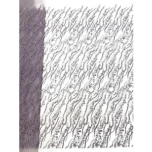 Tngan Embroidered Sequin African Lace Heavy Craft Beading Glitter Floral French Tulle Net Fabric for Trailing Dress, 5 Yards, Black