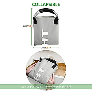 IHOMAGIC 3 Sections Large Laundry Hamper, Laundry Bag Collapsible, Foldable Fabric Clothes Sorter Storage Bag with Carry Handles for Dirty Clothes for Home Bathroom Dormitory 85L 23.6x12.6in Grey