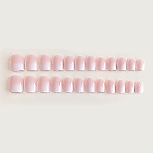DANMANR Square Press on Nails Short Fake Nails French Acrylic Full Cover False Nails for Women and Girls24PCS