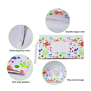 FAREVER Baby Wipe Dispenser, 4 Pack Portable Refillable Wipe Holder, Reusable Lightweight Wipes Container Case Holder for Travel Wet Wipe Pouch,Floral