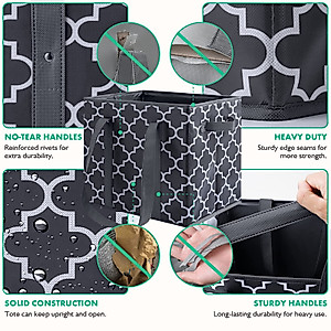 WISELIFE Reusable Grocery Bags 3-Pack Foldable Washable Large Storage Bins Basket Water Resistant Shopping Tote Bag Dark Grey