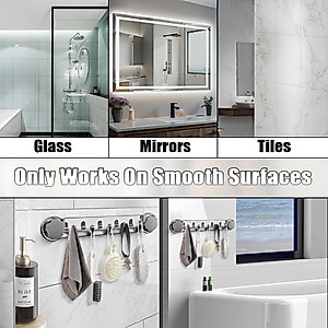 SEILETOO 2PCS Suction Cup Hooks for Shower, Waterproof No Drill Hook, Removable Reusable Stainless Steel Shower Hooks for Loofah, Kitchen, Glass Door, Window, Mirror, Smooth Tile