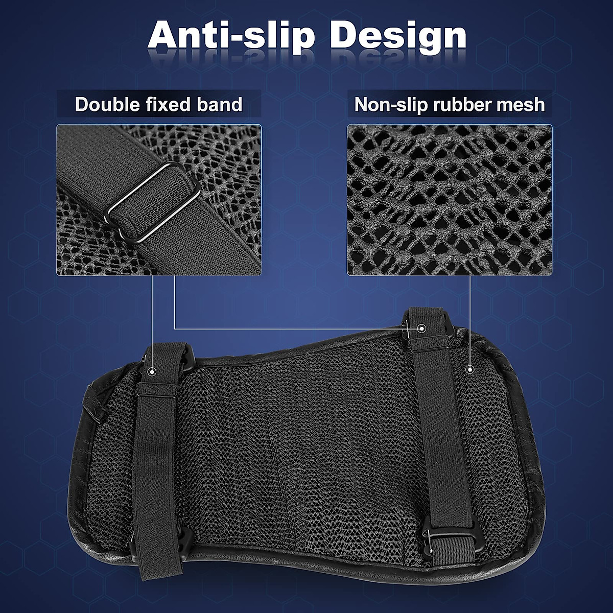 SKYJDM Foldable Passenger Motorcycle Gel Rear Seat Cushion, 3D Honeycomb Structure Shock Absorption & Breathable Motorcycle Gel Seat Rear Pad for Long Rides (S)