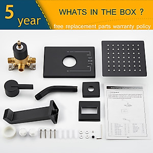 SOOOHOT Shower Fixtures, Black Shower Faucet Set with 6 Inch Matte Black Shower Head and Tub Spout, Black Shower Head and Handle Set (Valve Included)