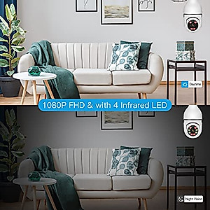 YOBANSE Light Bulb Security Camera, 360 Degree Light Bulb Camera WiFi Outdoor, 1080P Panoramic Wireless Home Surveillance Cameras, Two Way Audio, Night Vision, Smart Motion Detection and Alarm E27