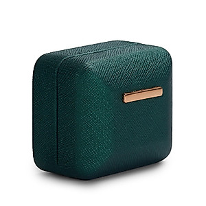 Woodten Green Round Corner PU Leather Proposal Ring Box Jewelry Ring Gift Box