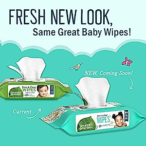 Seventh Generation Free & Clear Baby Wipes Refill Unscented and Sensitive Gentle as Water 64 count Pack of 12 (768 Total)