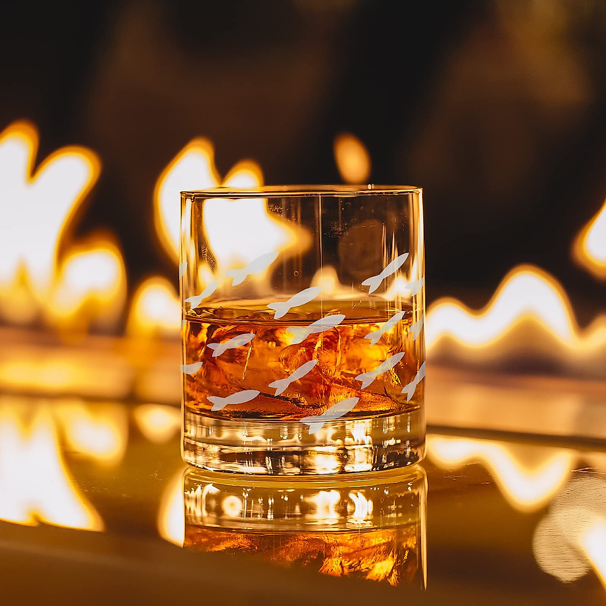 The Wine Savant Fish Old Fashion Drinking Glasses, Fish Glasses For White and Red Wine, Water or Whiskey, Each Glass Is Individually Sand Etched - Fish Wine Glasses