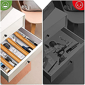 Pipishell Bamboo Drawer Dividers Organizers Adjustable Expandable Wooden Separators Organization for Kitchen Bedroom Bathroom Dresser 4 Pack (12.5-15.8 inch)