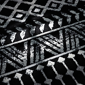 CAMILSON Boho Moroccan Black and White Rug Geometric Diamond 8x10 Area Rugs for Living Room Bedroom Kitchen Modern Bohemian Soft Stain Resistant Non-Shedding Indoor Carpet (8 x 10 Black - White)