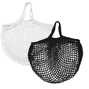 Eslazoe [2pack] completely Cotton string storage shopping bags, Ecology Reusable and washable mesh grocery bag,Portable short handle net tote