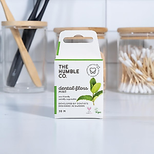 The Humble Co. Dental Floss (4pack) - Vegan, Waxed Dental Floss with Xylitol, 55 Yards of Adult and Kids Floss for Gum Care and Dental Care (Mint)