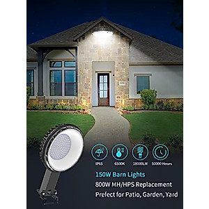 Ankishi LED Barn Light, Dusk to Dawn Outdoor Lighting with 150W 18000LM 5000K Daylight, IP65 Waterproof Area Street Light for Barns Street Yard Garage Warehouse Outdoor Security Flood Lights(2Pack)