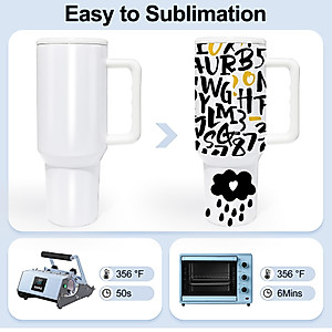 Laosh 40 oz Sublimation Tumbler with Handle And Straw, 4pcs 40oz Sublimation Tumblers Blanks Bulk, Coffee Insulated Cup Stainless Steel Travel Mug for Diy Craft 40 Oz Tumbler Heat Press Print (White)