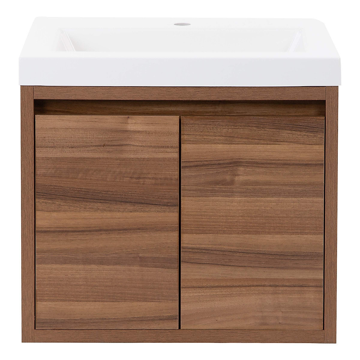 Spring Mill Cabinets Kelby Modern Floating Bathroom Vanity with 2-Door Cabinet Sink Top, 24.5" W x 18.75" D x 22.25" H, Brown and White