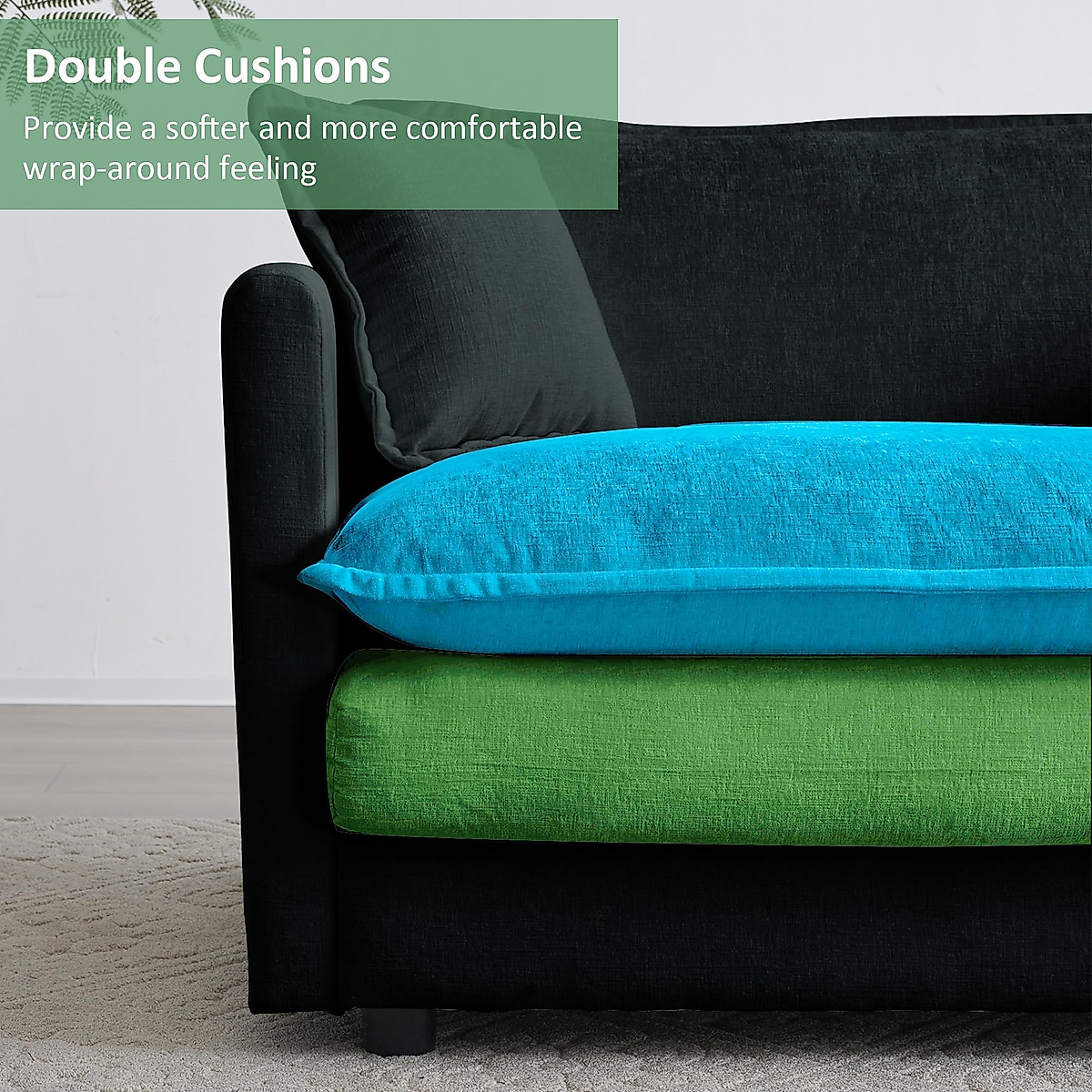 GNIXUU 146“ Oversized Modular Sectional Sofa Cloud Couch for Living Room, Modern Chenille Large U Shaped Couch, Comfy Deep Seat Couch with Reversible Chaise & Cushions(6 Seater, Black)